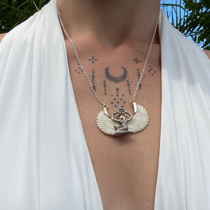 Abalone Isis Goddess Necklace with Amethyst or Moonstone – FeatherTribe